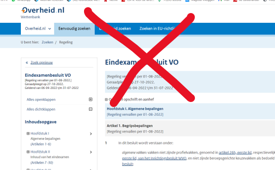 Eindexamenbesluit VO is vervallen. Hoe om te gaan met de verwijzingen ...